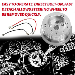 YIUIY 5 & 6 Hole Billet Steering Wheel Hub Adapter Silver
