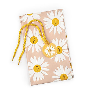 Loveinside Jumbo Large Plastic Gift Bag, Floral Design Plastic Bag with Tag and Tie for Birthday, Mother's Day, Wedding - 56" x 36", 1 Pcs - Pink Smiley Daisy