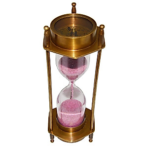 5.75" Brass Pirate Hourglass, Nautical Maritime Decoration with Functional 2 Minute Timer and Navigation Compasses by SciencePurchase