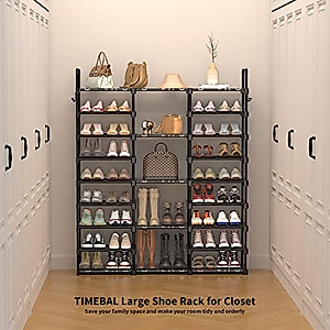 TIMEBAL Shoe Rack Storage Organizer Shoe Shelf Organizer for Entryway (9 Tiers 3 Rows, Black)