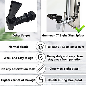 Stainless Steel Sight Glass Spigot with Clear View Water Level. 7''Sight Glass Compatible with Travel Berkey and Big Berkey System