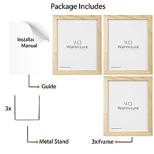 Wallniture Alps DIY Wall Decor 8x10 Craft Picture Frames Table Top Display or Wall Mount, Set of 3 Natural Finish