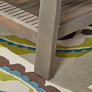 Great Deal Furniture Sally 7-Seater Sectional Sofa Set for Patio with Loveseat, Club Chairs, Ottoman, and Coffee Tables, Acacia Wood, Gray Finish with Dark Gray Outdoor Cushions