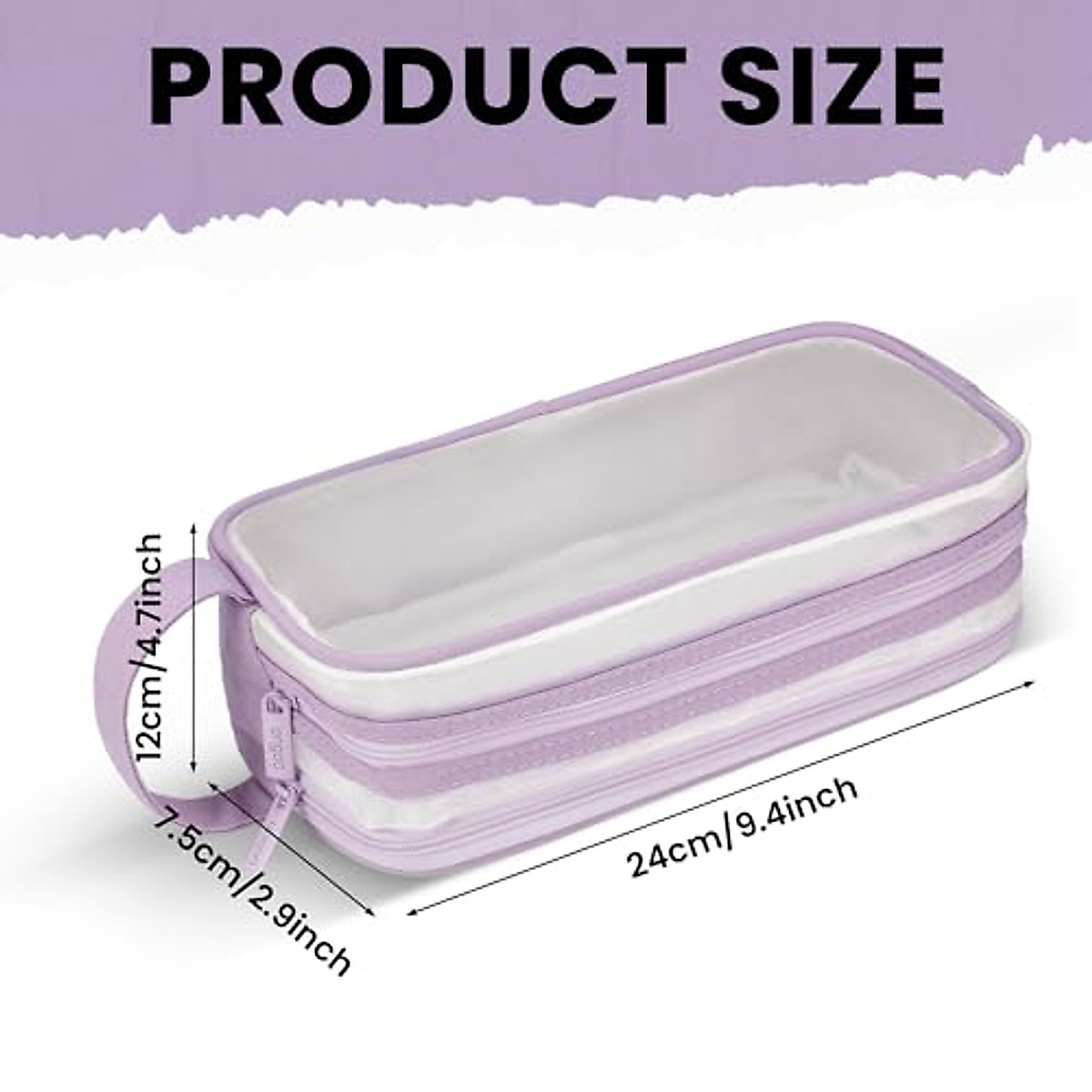 JIANTA Mesh Pencil Case, Large Clear Pen Pouch with Zipper and 2 Compartments, Makeup Cosmetics Bag Stationery Storage Bag for Home, Office, School, Purple