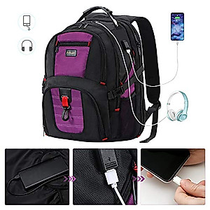 ANKUER Large Backpack, 50L Travel Backpack for Men Women, 17 in Laptop Backpacks for Travel, Anti Theft TSA Travel Bag with USB Charging Port, Business Computer Bag (Purple)