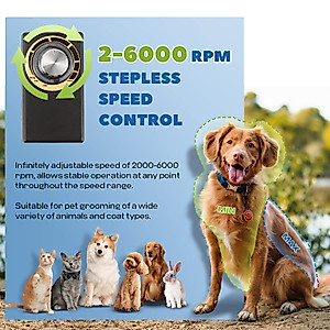 Pet Grooming Clippers 200W LuzRise (118'' Power Cord Plug-in, Stepless Speed Control, Low Noise< 50db, Heavy-Duty Commercial Grade, with Extra Blade & 2 Guide Combs of 4 Sizes, for Dog, Cat and More)