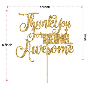 Thank You for Being Awesome Cake Topper, Farewell Cake Decorations, Graduation/Friendship/Going Away/Retirement Party Decorations, Gold Glitter