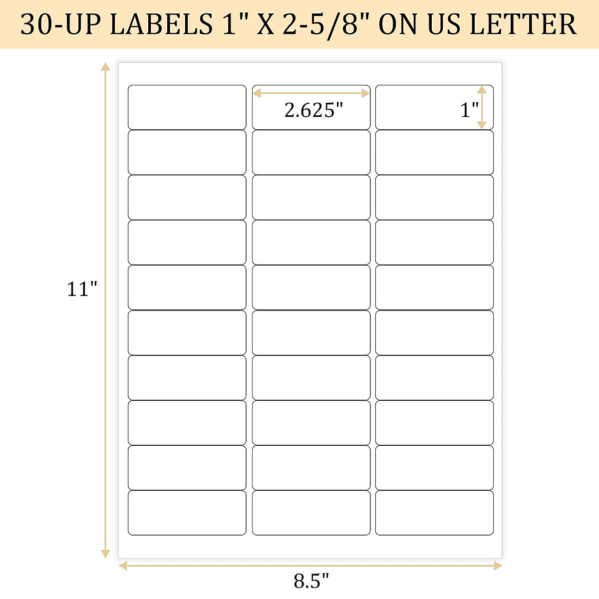 Address Labels for Inkjet Printers 1" x 2-5/8", Pack of 3000 Labels