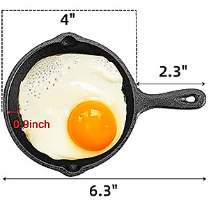 Hiceeden 4 Pack Mini Cast Iron Skillet, 4" Small Frying Pans with Double Drip-Spouts for Stove, Oven, Grill Safe, Indoor and Outdoor Use, Non-stick