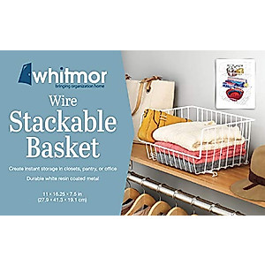 Whitmor Wire Stackable Basket, White