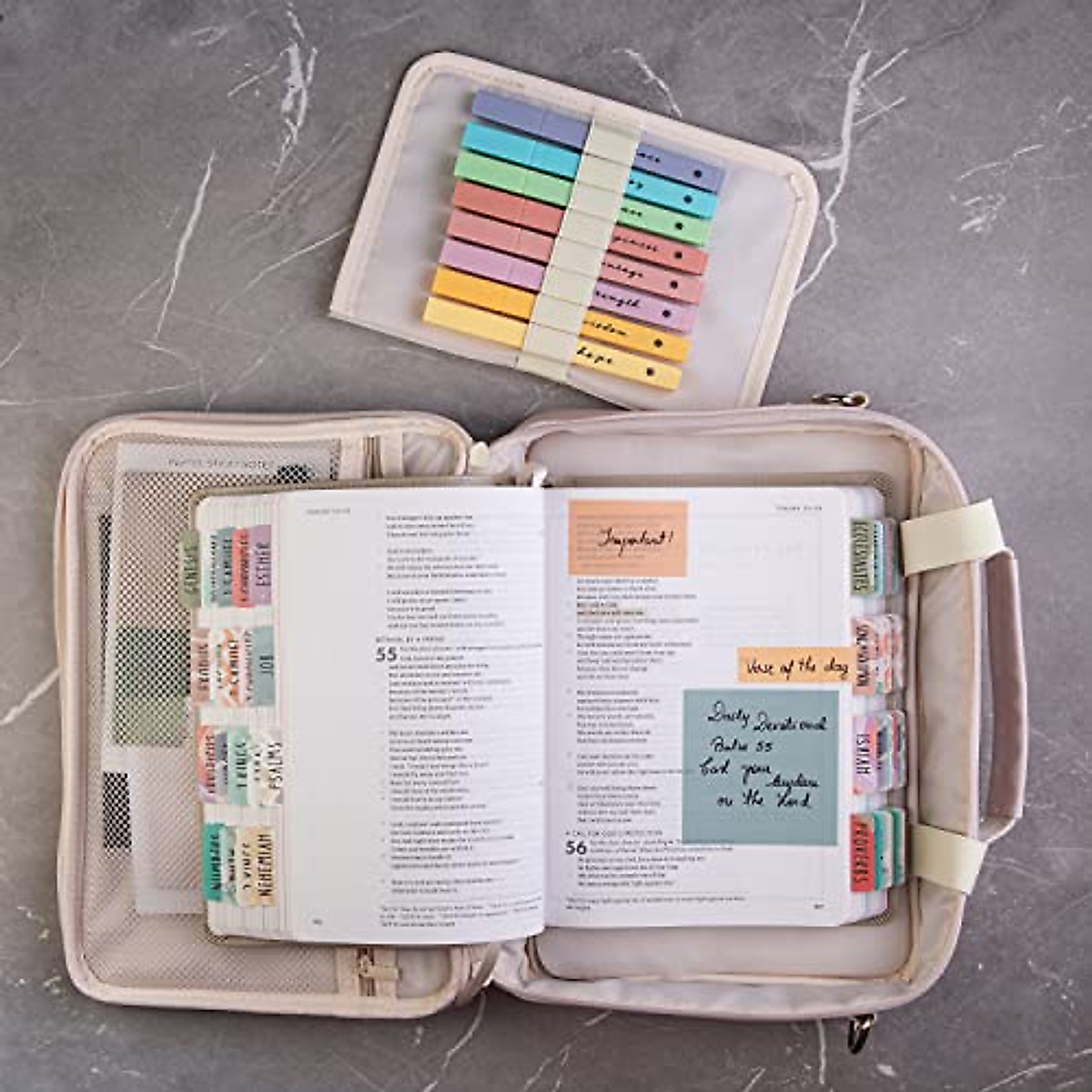 DiverseBee Large Bible Cover with Handles and Shoulder Strap, Zippered Bible Carrying Case for Women Girls Kids, Bible Tote Bag, Church Bible Book Cover, Bible Accessories, Christian Gift (Rainbow)