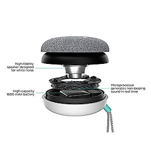 SNOOZ Go - Travel White Noise Sound Machine - Portable, Non-Looping White Noise, Pink Noise, and Fan Sounds Plus Bluetooth Speaker and Night Light - Charcoal