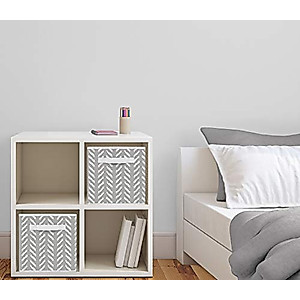 Sweet Jojo Designs Grey and White Boho Herringbone Arrow Unisex Boy or Girl Foldable Fabric Storage Cube Bins Boxes Organizer Toys Kids Baby Childrens for Gray Woodland Forest Friends Collection