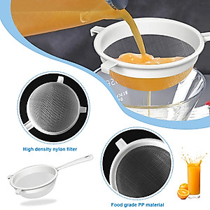 4 Pcs Plastic Nylon Fine Mesh Strainer with Handle, Sieve Fine Mesh Colander Flour Sifter for Yogurt Baking Kitchen Kefir Tea Juice Pasta