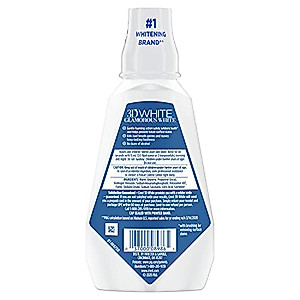 Crest 3D White Glamorous White Mouthwash, Alcohol Free Multi-Care Whitening Mouthwash, Arctic Mint, 16 fl oz (473 mL) - Pack of 4