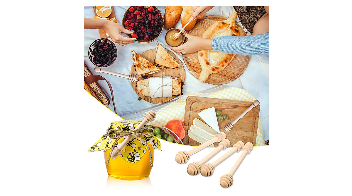 50-Piece Wooden Honey Dipper Set for DIY Crafts