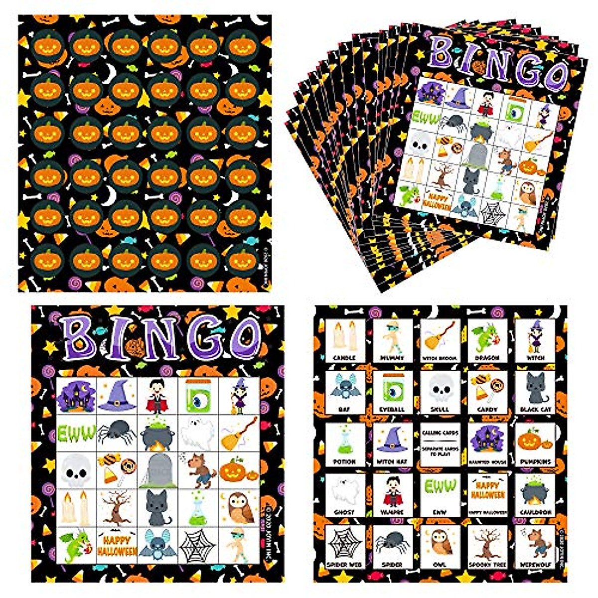 JOYIN 28 Halloween Bingo Game Cards (5X5) for Kids Halloween Party Card Games, School Classroom Games, Trick or Treating, Halloween Party Favors Supplies, Family Activity