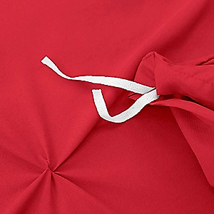 Nestl Twin Duvet Cover Set Pintuck - Double Brushed Red Duvet Cover Twin 2 Piece with Button Closure, 1 Pinch Pleated Twin Size Duvet Cover 68x90 inches and 1 Pillow Sham