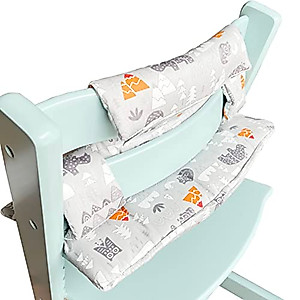 ZARPMA Highchair Cushion Compatible with Stokke Tripp Trapp Chiar High Chair Insert Cotton Fabric Cover Filled with Cotton Padding (Grey Forest)
