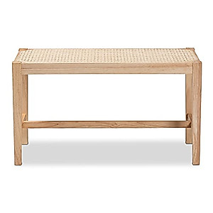 Baxton Studio Danyl Benches, One Size, Beige/Oak Brown