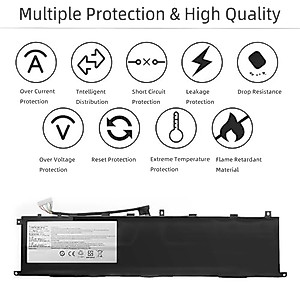 YXKC BTY-M6L Laptop Battery for MSI GS65 GS75 Stealth Thin 8SE 8SF 8SG 8RF 8RE 9RE 9SD 9SE 9SF 9SG, Modern 8RC P658SC WS65 9TM WS75 10TM, Creator 8RD 8RE P75 PS63 GS60 Series MS-16Q2 MS-16Q3 15.2V