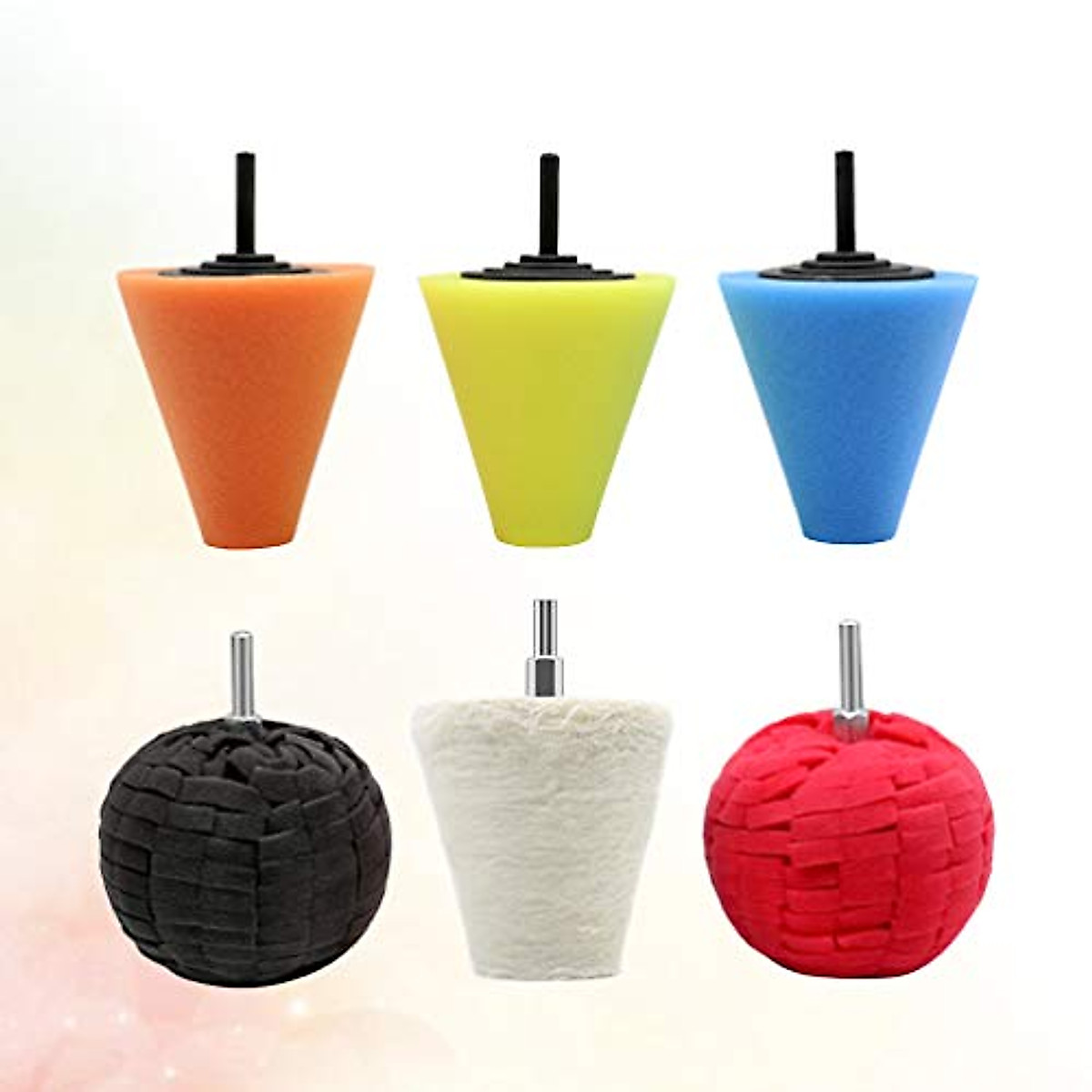 VOSAREA 6PCS/ car Wheel polishing Buffing pad Set Polishing Pad 3 inch Replacement Practical Buffing Pad Sponge Polisher for Vehicle Automobile Sponge Buffing Car Drill Buffing Sponge Pads