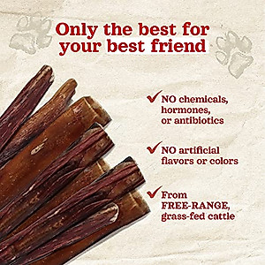 Natural Farm Power Bully Sticks Dog Chews (6”, 5-Pack), 2-in-1 Power Chews: Premium Beef Cheek Wrapped in Beef Pizzle, Long-Lasting, Great Dog Dental Treats Fro Small, Medium & Large Dogs