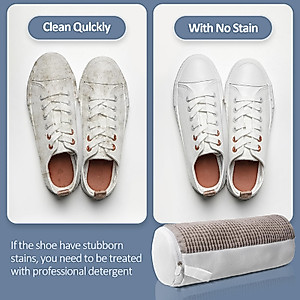 Shoe Washing Machine Bag, 360 Wrap-around Cleaning Shoe Laundry Bags with 2 Adjustable Shoe Trees, Upgrade Shoe Bag with 10000+ Fluffy Fibers for Machine Washable Sneaker Gym Shoes