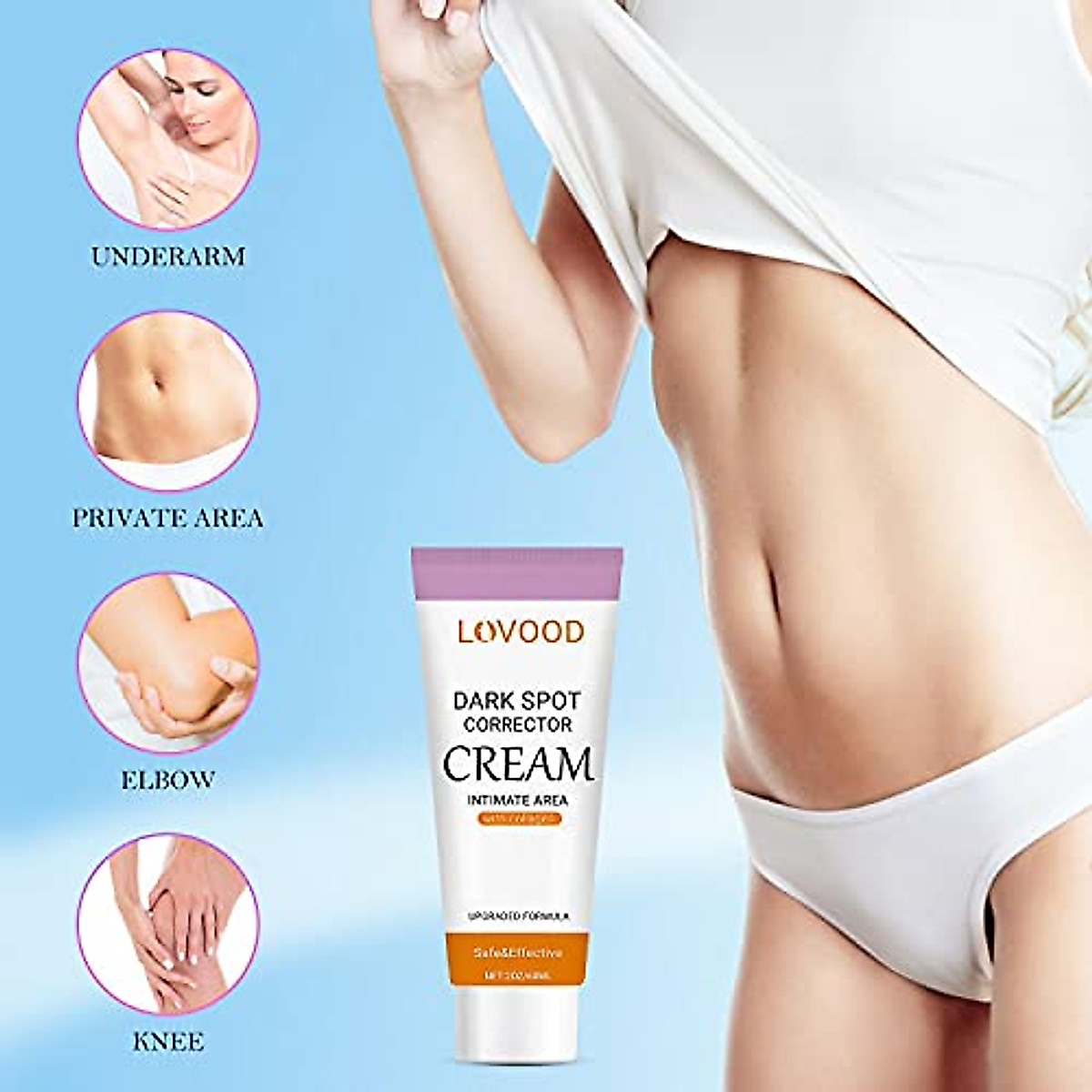 LOVOOD Dark Spot Corrector Cream - Underarm, Neck, Armpit, Knees, Elbows, Private Areas, Intimate Areas - Upgraded Formula, Instant Result 2 fl.oz