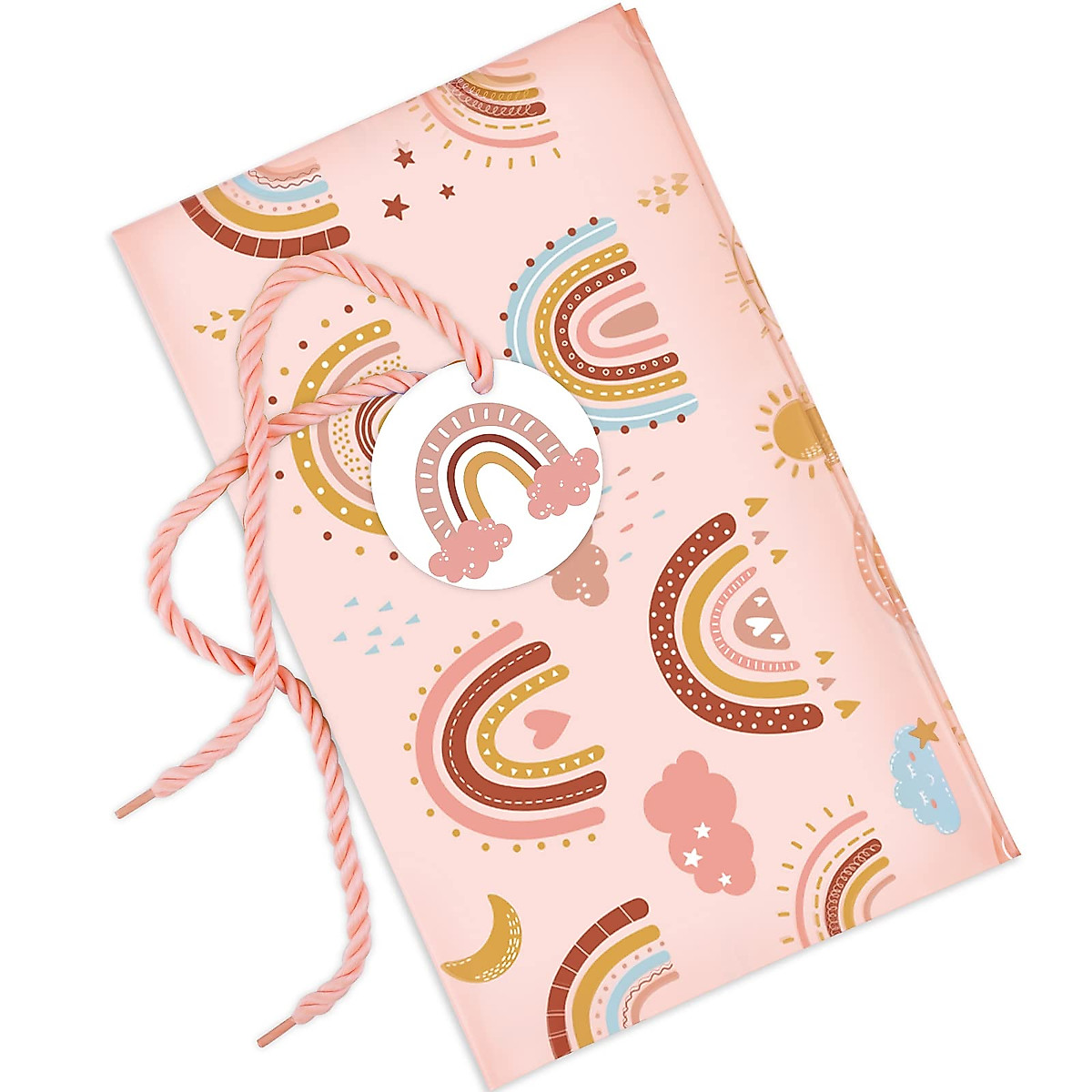 Loveinside Jumbo Large Plastic Gift Bag, Birthday Design Plastic Bag with Tag and Tie for Birthday Party, Graduation, Baby Shower - 56" x 36", 1 Pcs - Pink Rainbow