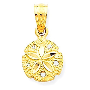 IceCarats 14K Yellow Gold Sand Dollar Sea Star Starfish Necklace Charm Pendant 16mm x 8mm Only