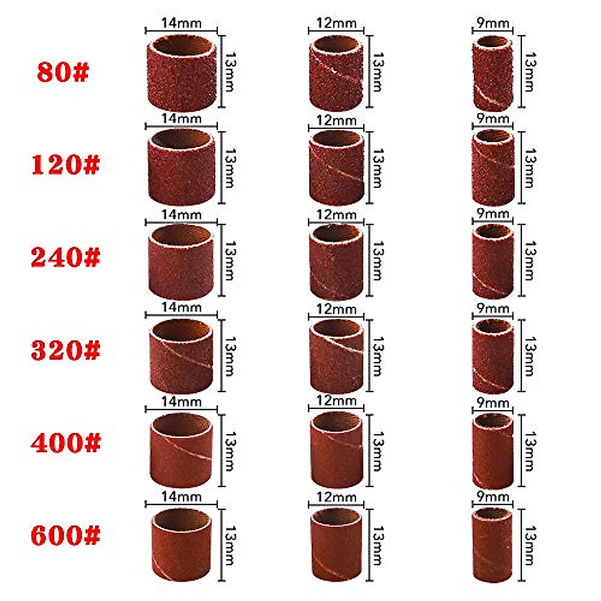 Coceca 458pcs Sanding Drums for Drum Sander, Kit with 432pcs Sanding Band Sleeves 24pcs Drum Mandrels 2pcs Self-Tightening Drill Chuck