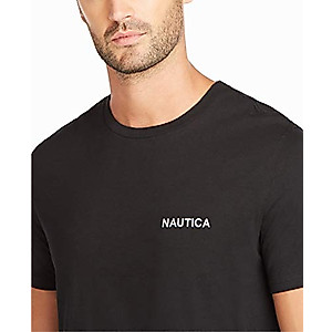 Nautica Men's Short Sleeve Crew Neck T-Shirt, True Black Solid, X-Large