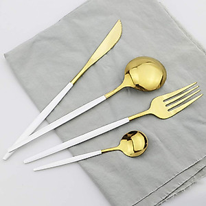 Gugrida Silverware Set, 30-Piece 304 Stainless Steel Flatware Set Pink Gold Cutlery Set Service For 6, Mirror Finish, Dishwasher Safe, Nice Gift Box