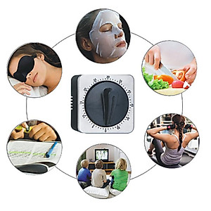 Kitchen Timer 60 Minute Timing with 80dB Alarm Sound Magnetic Countdown Timer Home Cooking Baking Washing Steaming Manual Timer Stainless Steel Face Mechanical Timer