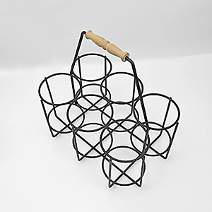 GANAZONO Tabletop Wine Rack 6 Wine Bottle Holder with Handle Bottle Storage Rack Stands Metal Wine Organizer Bar Cart Accessories for Beverage Wine Beer Black