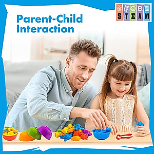 UNIQUE KIDS Counting Educational Learning Toy Set with Sorting Cups – Fun Color Classification and Math Training Game for Toddlers and Preschoolers Ages 3 and Up (Transport Vehicles)