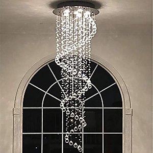Modern Contemporary Swirl Chandelier Lighting for Foyer Dining Room Kitchen Chandelier Fixture Ceiling Light Rain Drop with All Crystal Balls D20'' X H61'' of CRYSTOP