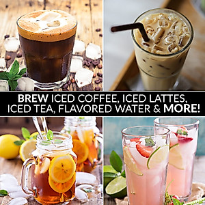 Nostalgia 3-Quart Iced Tea & Coffee Brewing System With Double-Insulated Pitcher, Strength Selector & Infuser Chamber, Also Perfect For Lattes, Lemonade, Flavored Water, Black