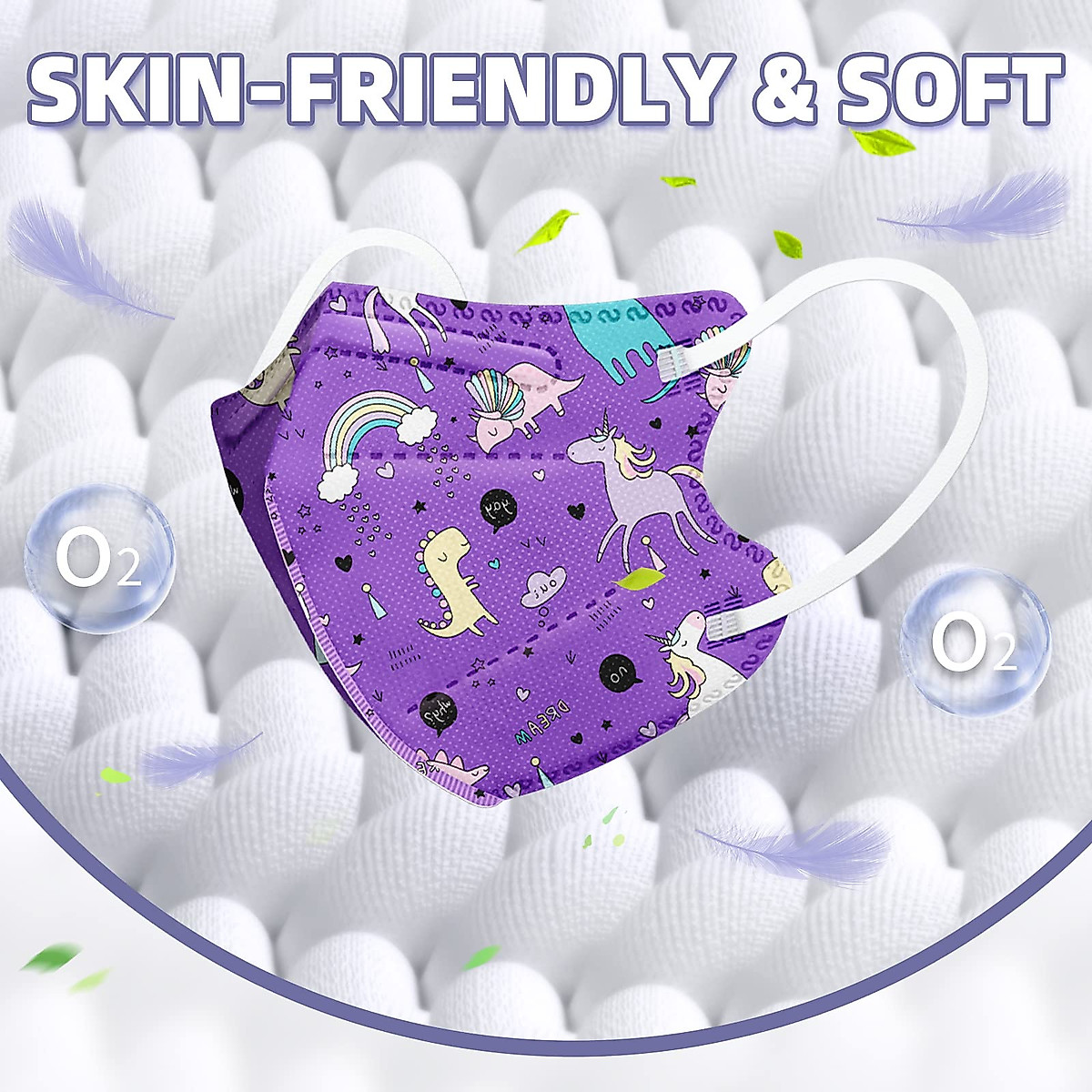 FENFEN Kids KN95 Face Mask Disposable - 50 Pack KN 95 Kid Masks Children Small Size Breathable Girls Kids KN95 Unicorn Mask Mascaras KN95 Para Niños