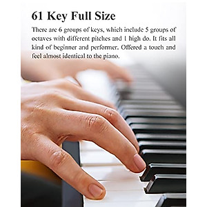 Keyboard Piano, Eastar 61 Key Keyboard for Beginners/Professional, Full Size Electric Piano, Classic Wooden Digital Keyboard with Sustain Pedal & Music Stand, Supports MP3/USB/Audio/Mic/Headphones