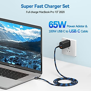 USB C Charger 65W, Deegotech GaN II PD3.0(PPS) Fast Charger for MacBook, 3-Port Foldable Plug USB C Charging Station Compatible with MacBook Pro/Air, iPad Pro, Laptop (with USB C to C Cable 6.6ft)