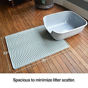 PetFusion ToughGrip Waterproof Cat Litter Matt with Inner Channels & Raised Outer Lip | XL | Premium Grade Silicone | Housebreaking Cat Supplies Needs