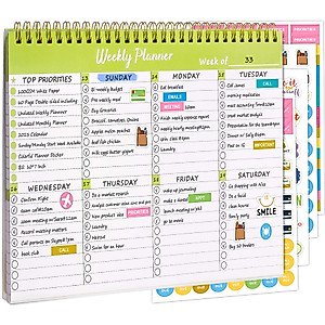 Weekly To Do List Notepad, Undated Weekly Desk Planner & Monthly Calendar, 60 Sheets 7 X 10" Task CheckList Notebook For Work Office Home, Sunday Start, Green
