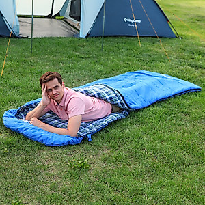 KingCamp Camping Sleeping Bags, 3 Season Cotton Flannel Lining Double Layer Sleeping Bag Roomy Waterproof Lightweight Backpacking Hiking Outdoors with Pillow and Compression Sack XL