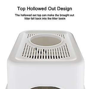 Sfozstra Cat Litter Box with Lid, Fully Enclosed Splash-Proof Litter Box,Top Entry Cat Litter Box, Easy to Assemble and Installation (Grey, Small)