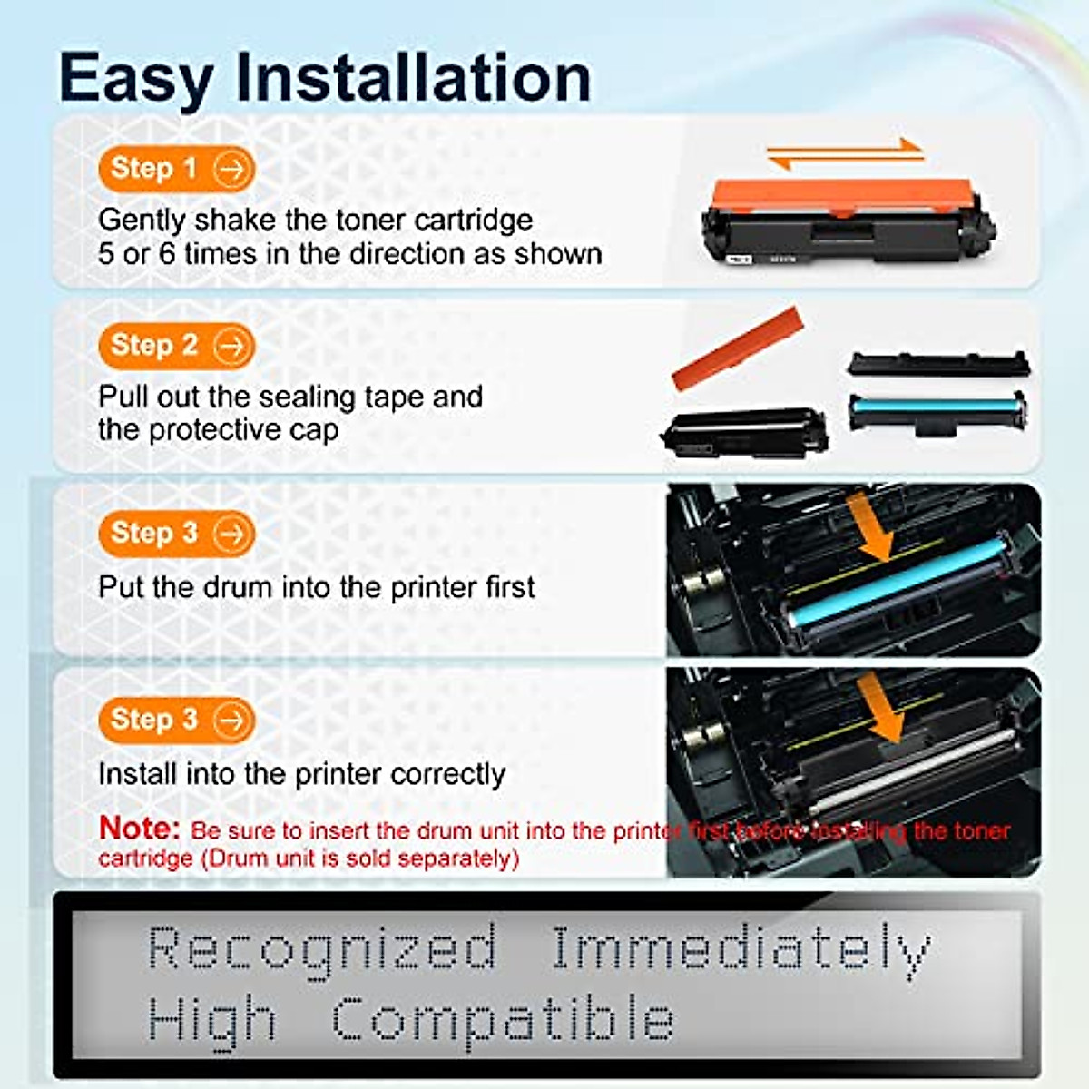 TESEN Compatible Toner Cartridge Replacement for HP 19A CF217A Toner Cartridge CF219A Drum Black Ink Set for HP Pro MFP M130fw M130nw M130fn M130a M102w M102a Printer - 1x Drum + 2X Toners