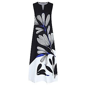 Ceboyel Womens Boho Floral Maxi Dresses Floral Flowy Long Dresses Sleeveless Sun Dress Casual Summer Trendy Outfits 2023