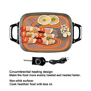 Electric Skillet Nonstick with Lids - 16" inch Extra Large Frying Pan,Ceramic, Adjustable temperature, Cool Touch Handles, Nozaya