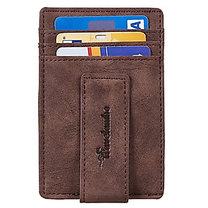 Travelambo Money Clip for Men Magnetic Front Pocket Wallet Slim Wallet Minimalist Card Holder RFID Blocking (Coffee)